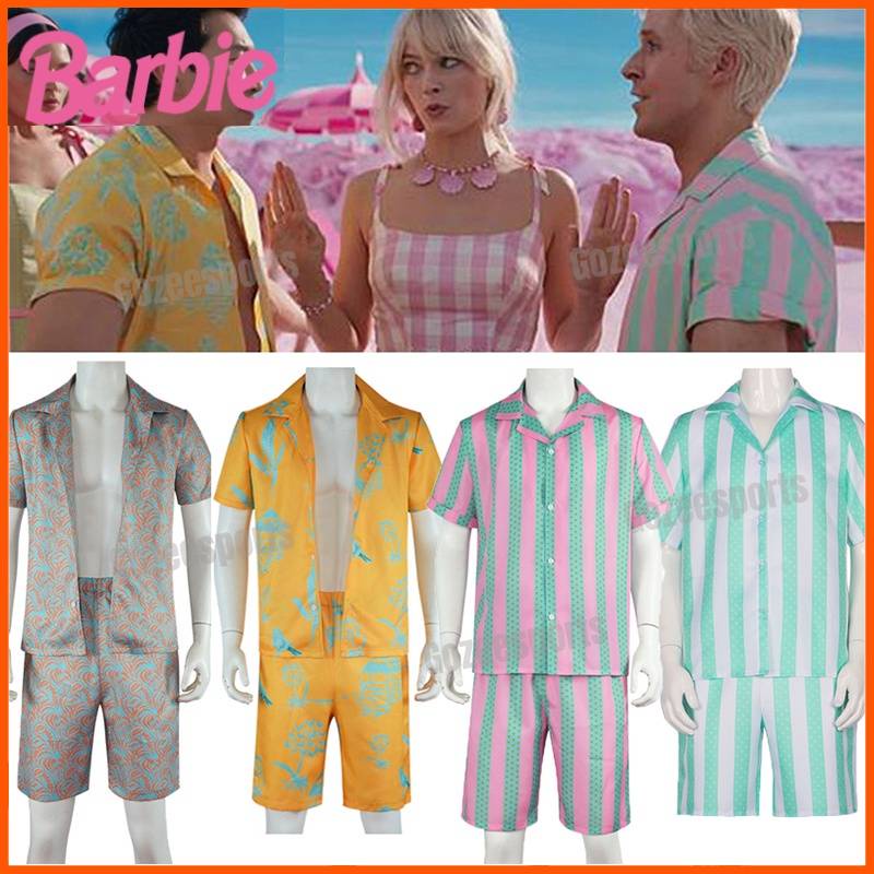Movie Barbie Cosplay Cotume Ken Beach Party Cosplay Summer Stripe Shirt ...
