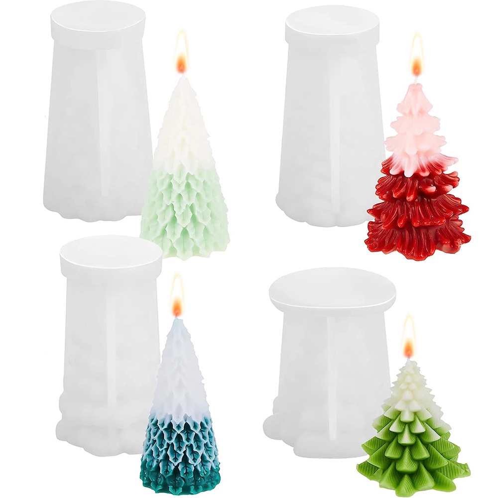 Christmas Tree Candle Mold 3D Tree Shaped Candle Silicone Mold Xmas ...
