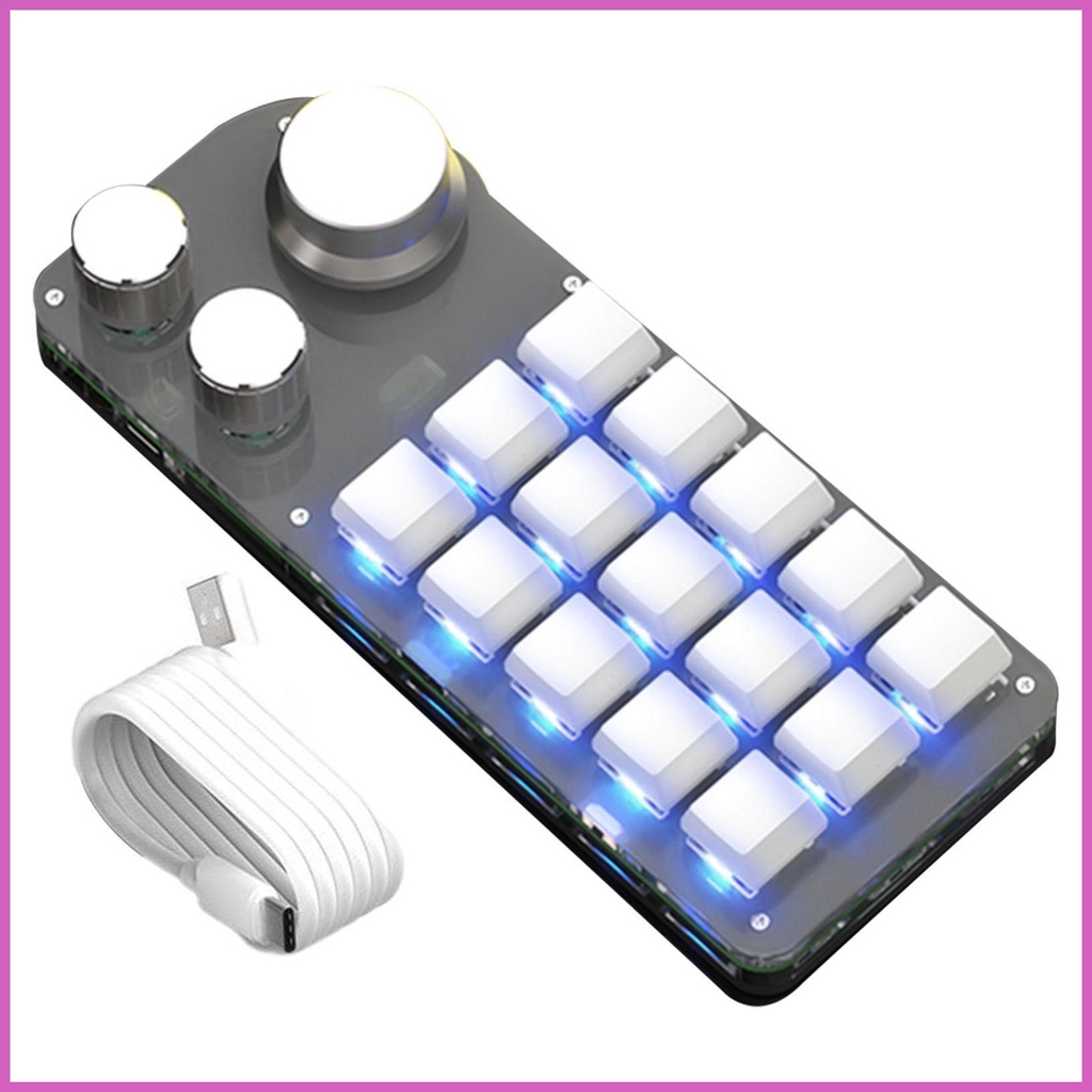 Macro Keyboard 15-Keys One-Handed Custom Keyboard RGB Keypad USB Wired ...