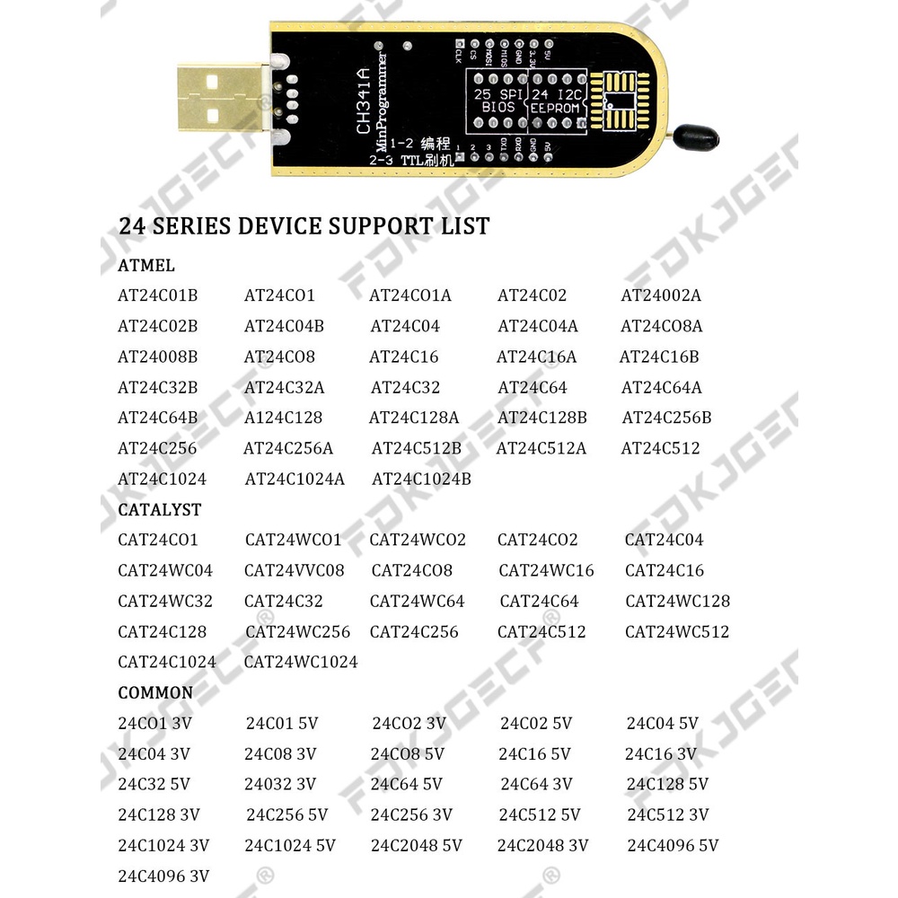 CH341A Programmer adapter+SOIC8 adapter+ SOP8 clip with cable+1.8V ...