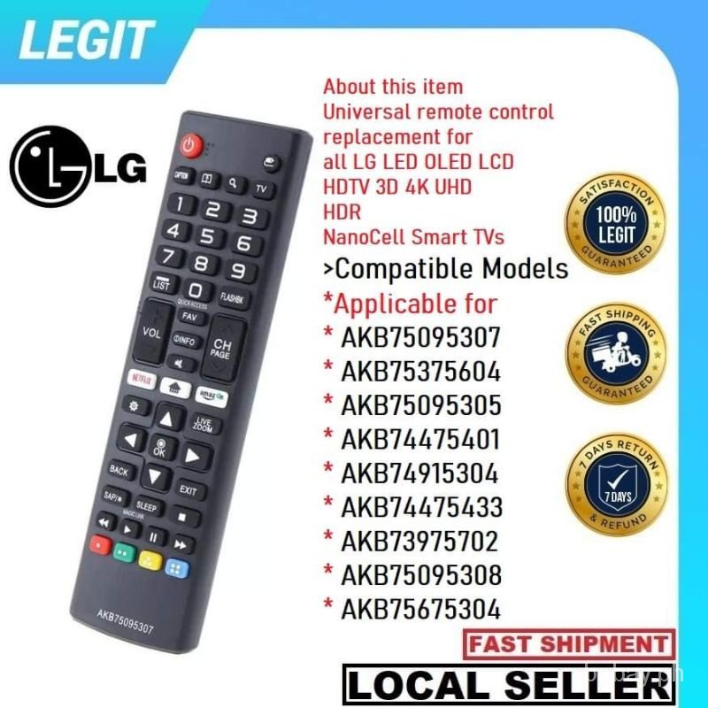 LG AKB75095307 Replace LG 99% TV Universal model remote control Smart ...