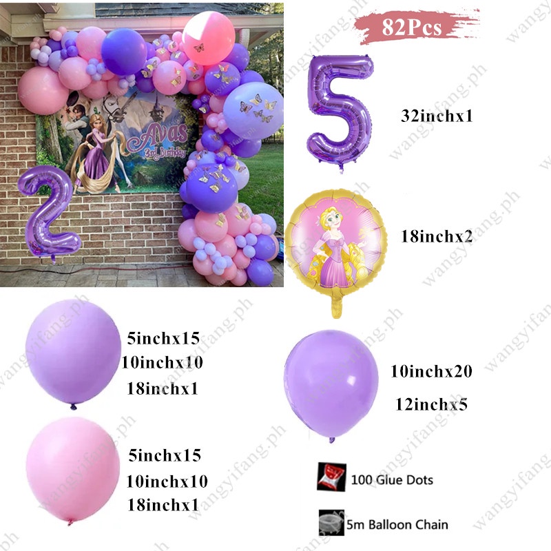 1Set Tangled Rapunzel Princess Balloon Garland Arch Kit Happy Birthday ...