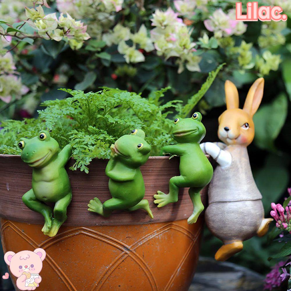 LILAC Frog Rabbit Statue Garden Home Decor Resin Simulation Model Frog ...