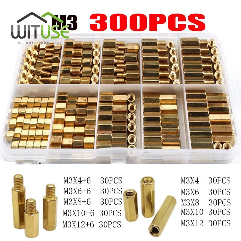 136/300pc M2 M3 M4 Solid Brass Copper PCB Board Hex Hexagon Standoff ...