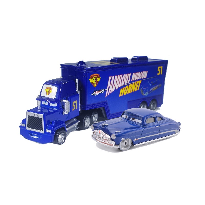 Pixar Cars 2 Doc Hudson And Blue Mack Truck 1:55 Scale Diecast Metal ...