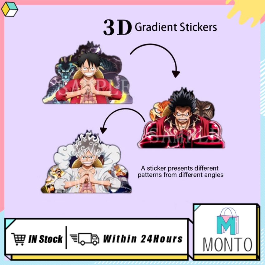 Anime One Piece 3D Gradient Sticker Illusion Car Sticker Mobile Laptop ...