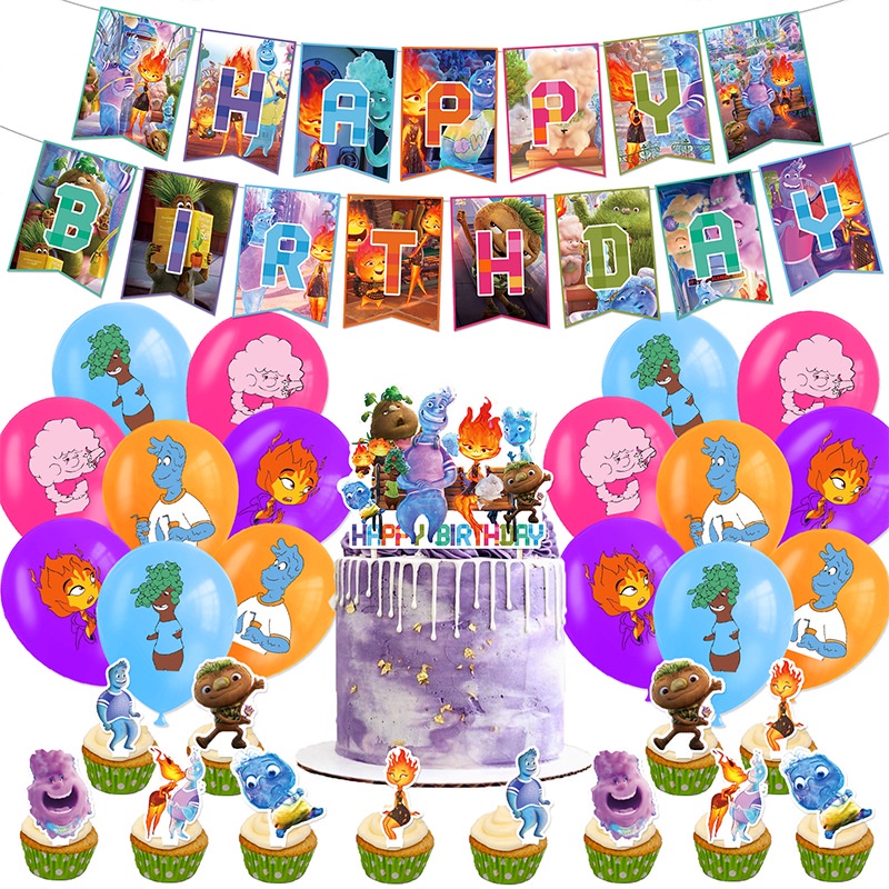 Elemental Theme Kids Birthday Party Decorations Happy Birthday Banner ...