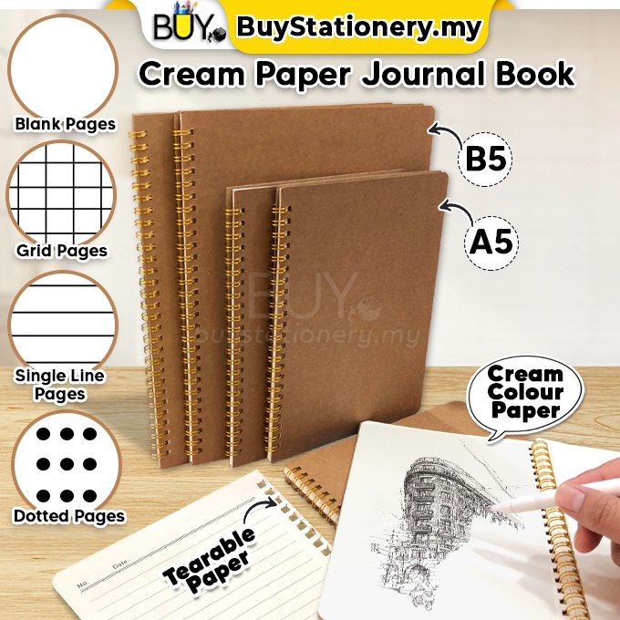 Hardcover 100pg A5 B5 Notebook Cream Paper Journal Book Minimalist ...