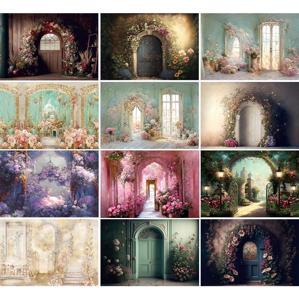 Photography Background Retro Oil Painting Flower Child Adult Birthday ...