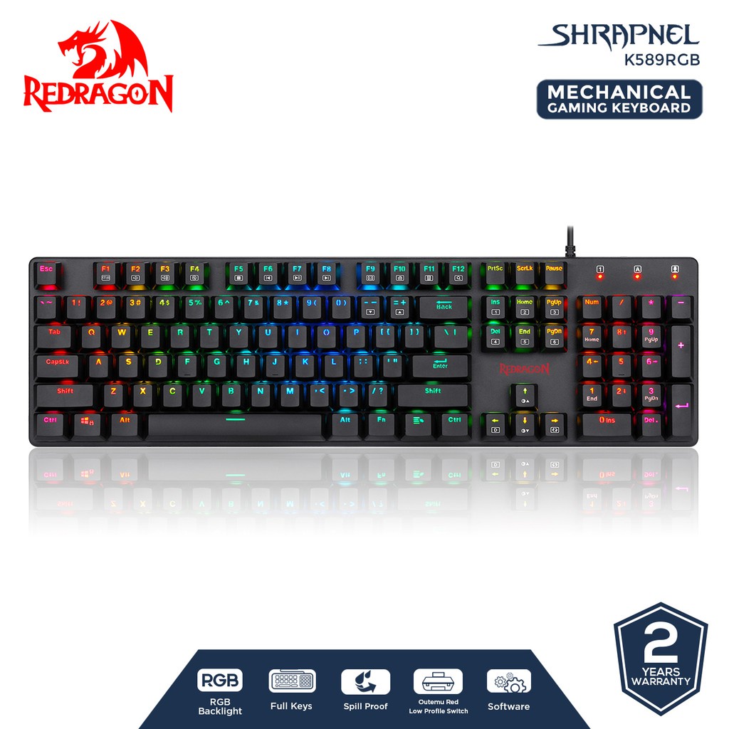 Redragon Mechanical Gaming Keyboard Low Profile RGB SHRAPNEL - K589RGB ...