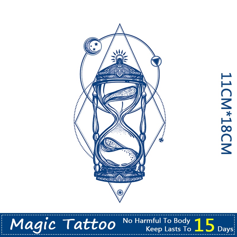 【WOOW】Magic Tattoo Sticker Hourglass Waterproof Fake Tattoo Sticker ...