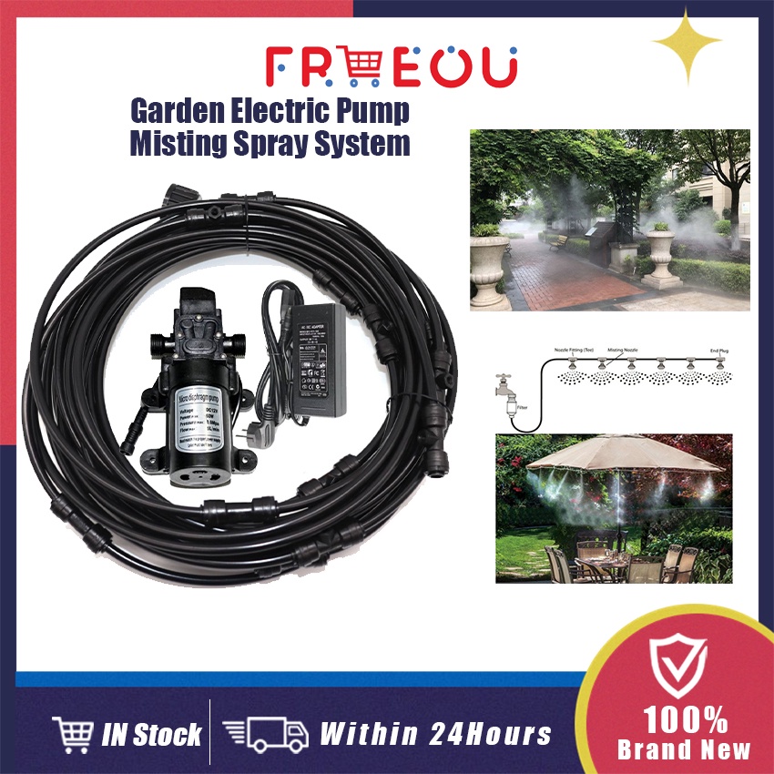 6/18M Outdoor 12V Pump Misting Cooling System With Brass Nozzle Garden ...