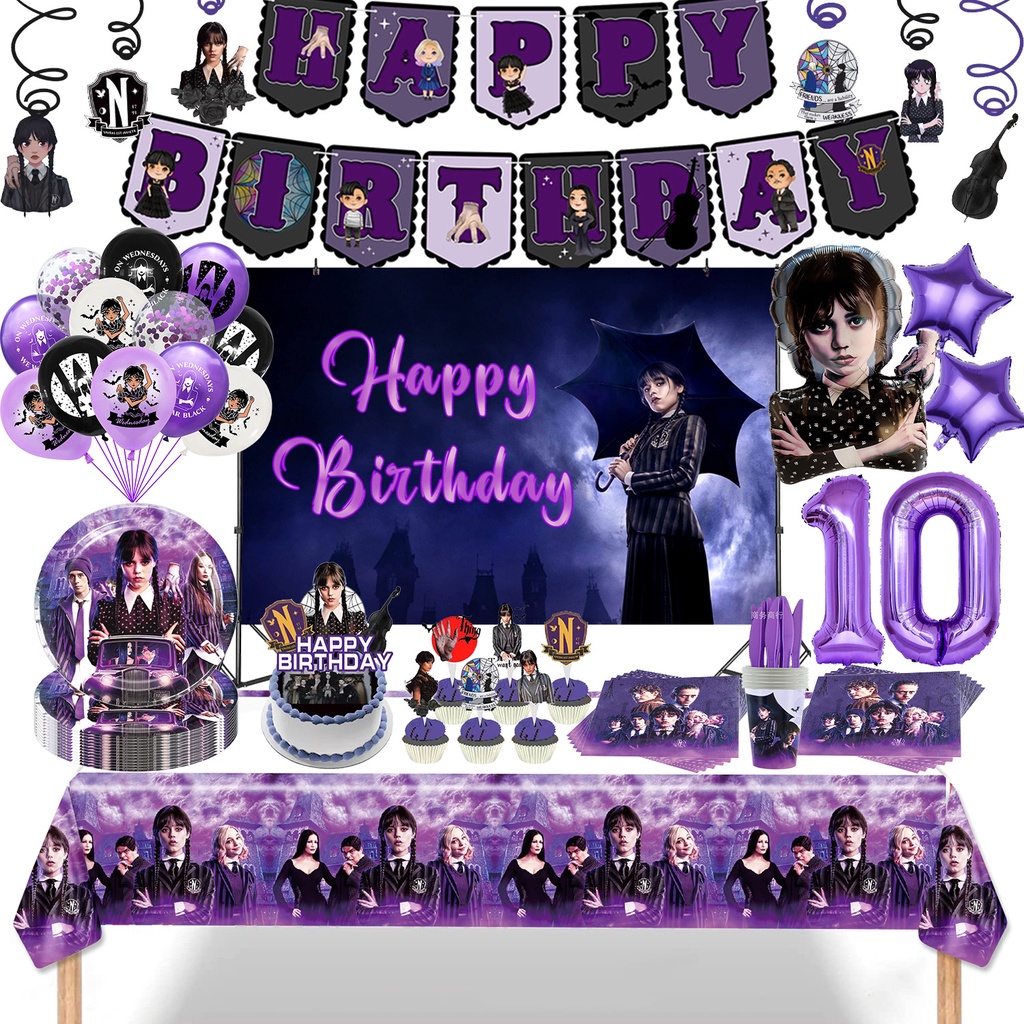 Wednesday Adams Theme Party Decoration Birthday Supplies Balloon Set ...