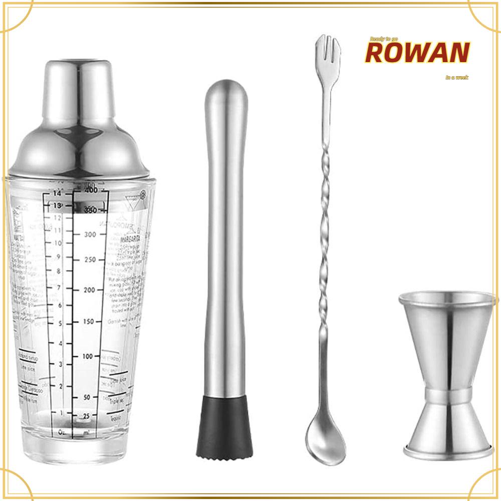 RW-HOME 400ML Cocktail Shaker Scale Shaker Cup Glass Wine Mixing Bottle ...