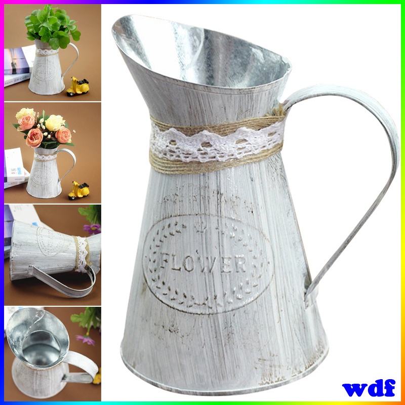 Retro Iron Vases Vintage Pitcher Vases Metal Rustic Farmhouse ...