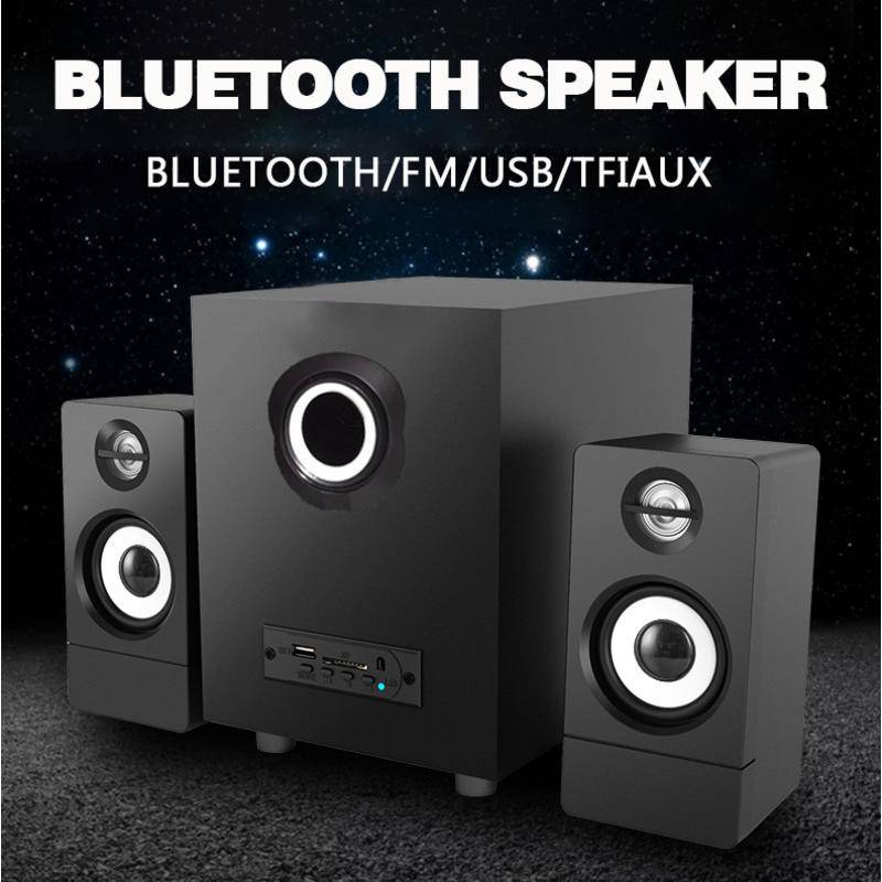 HT-100 2.1 Speaker Wooden Subwoofer Multi-Media Bluetooth/FM/USB/AUX/TF ...