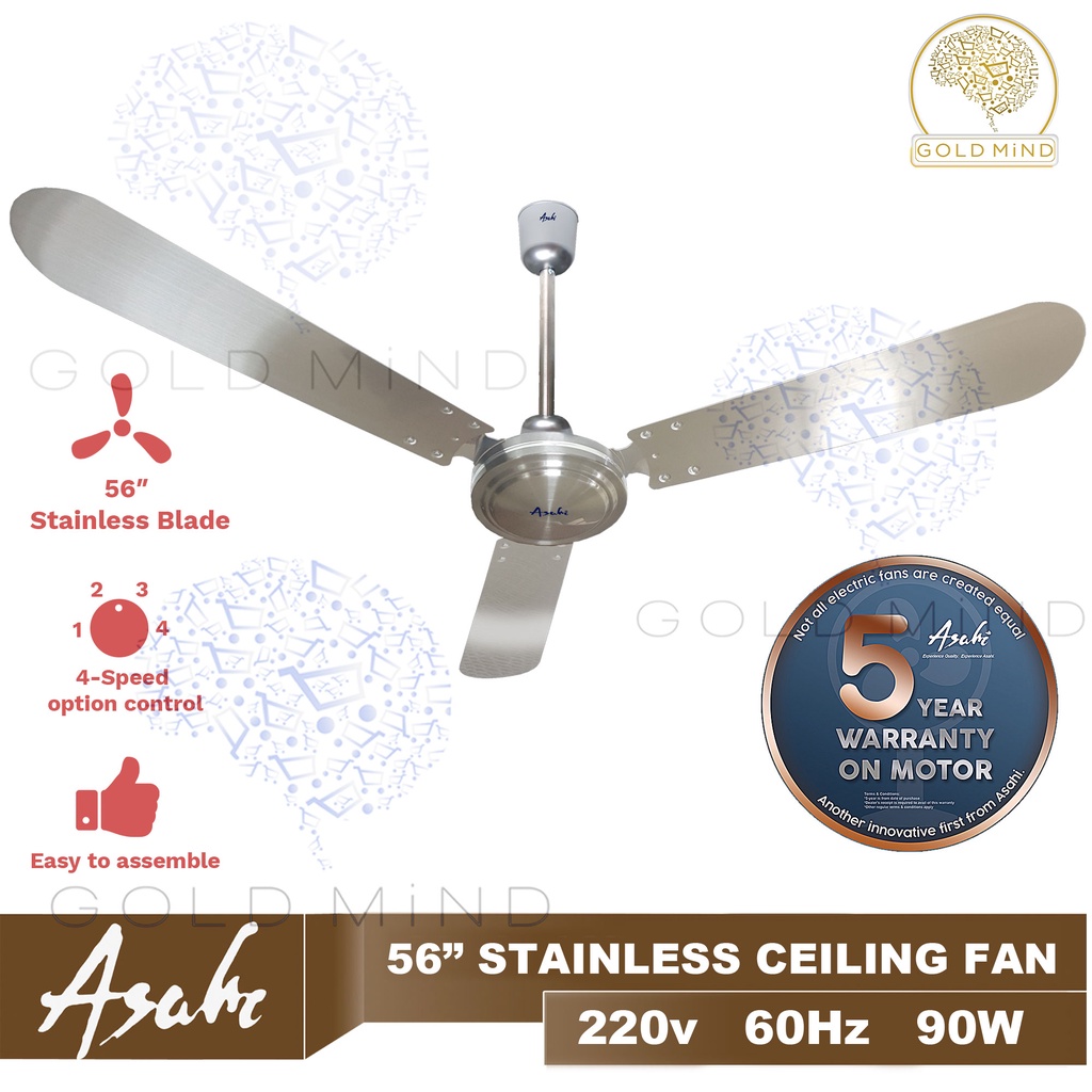 Asahi Ceiling Fan Metal Propeller 56 Inches with Wall Mounted Rotary ...