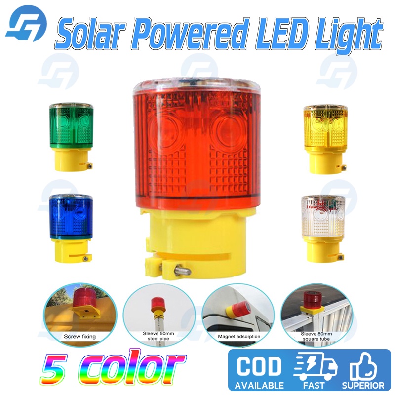 Solar Powered LED Traffic Strobe Warning Lights Flicker Beacon Road ...