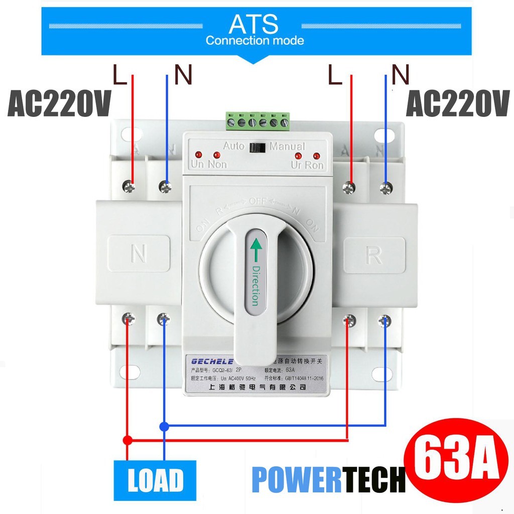 ATS 2P 63A 230V Micro Circuit Breaker Dual Power Automatic transfer switch Auto transfer switch ...