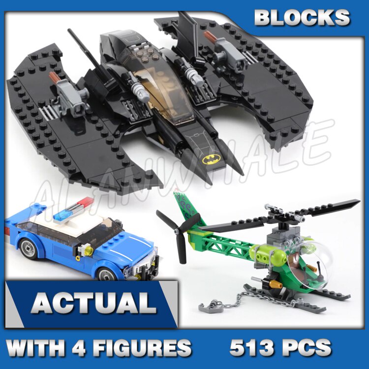513pcs Super Heroes DC Batman Fighter Batwing and The Riddler Heist Car ...