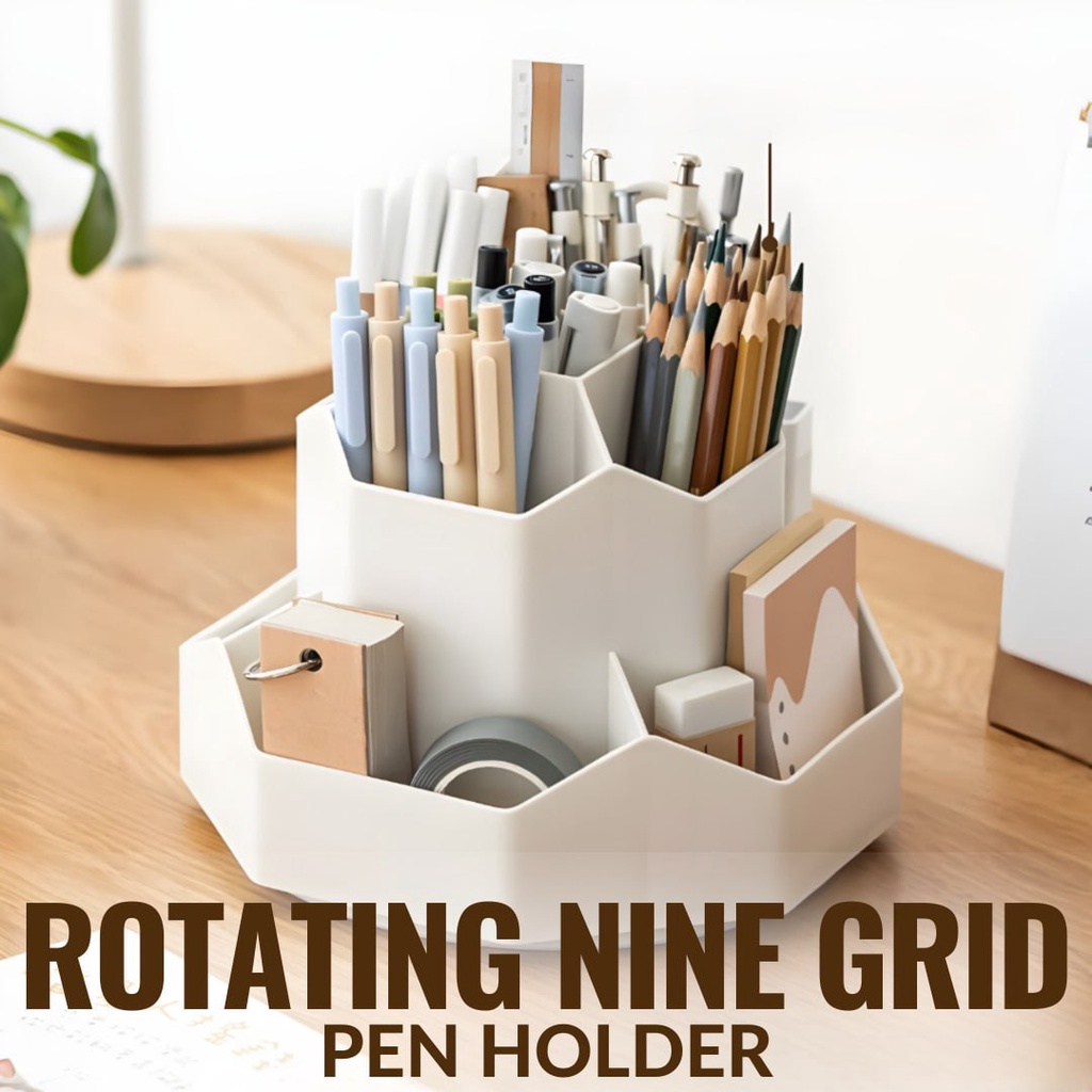 BYJ Multifunctional 9 Grid Storage and Rotatable Office Desk Organizer ...
