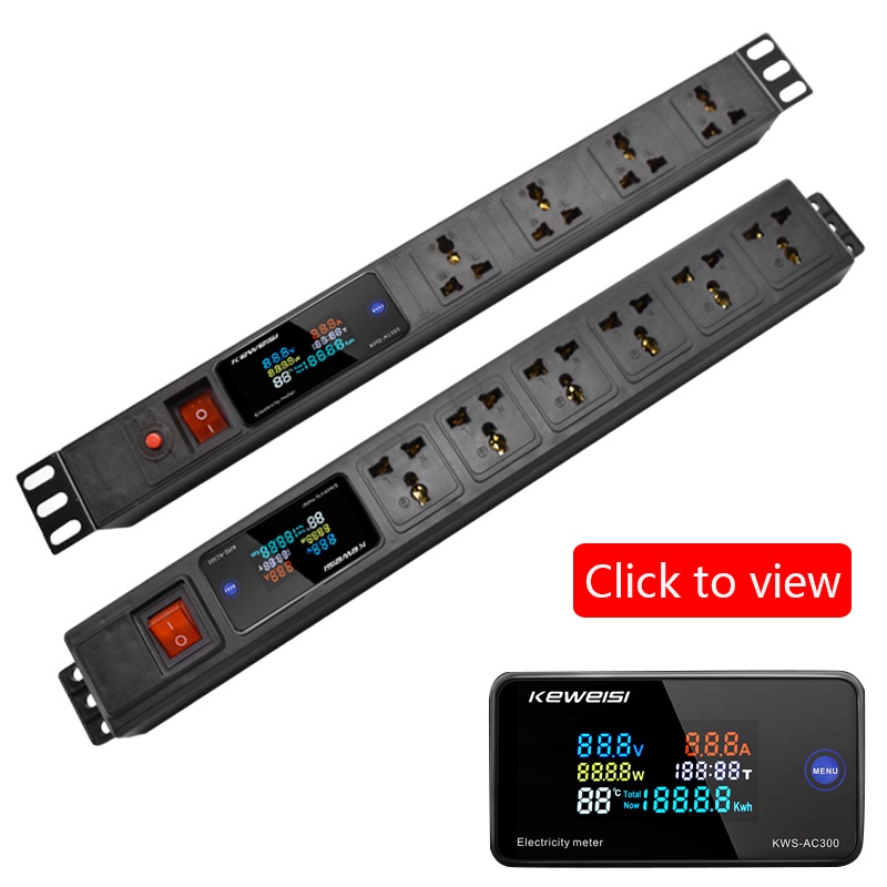 Digital display current/voltage/power PDU power distribution unit socket, 2m line UK/AU/EU/US ...
