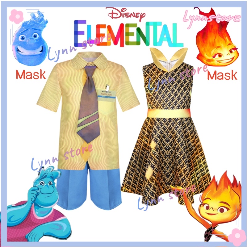 Kid Disney ''ELEMENTAL'' EMBER Fire Element Girls Cosplay Costume WADE ...