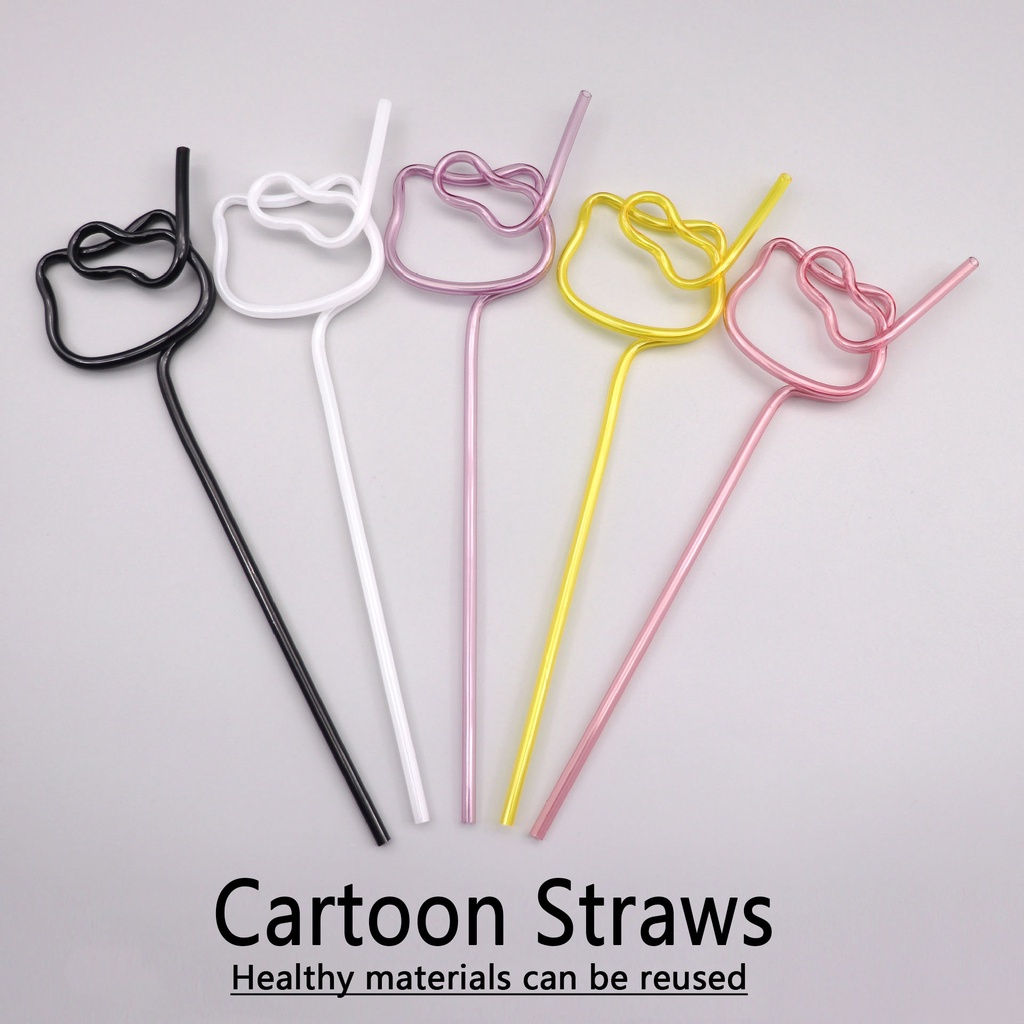 Children's Kitty Straw Creative Cartoon Straw New 0.5cm Colorful ...