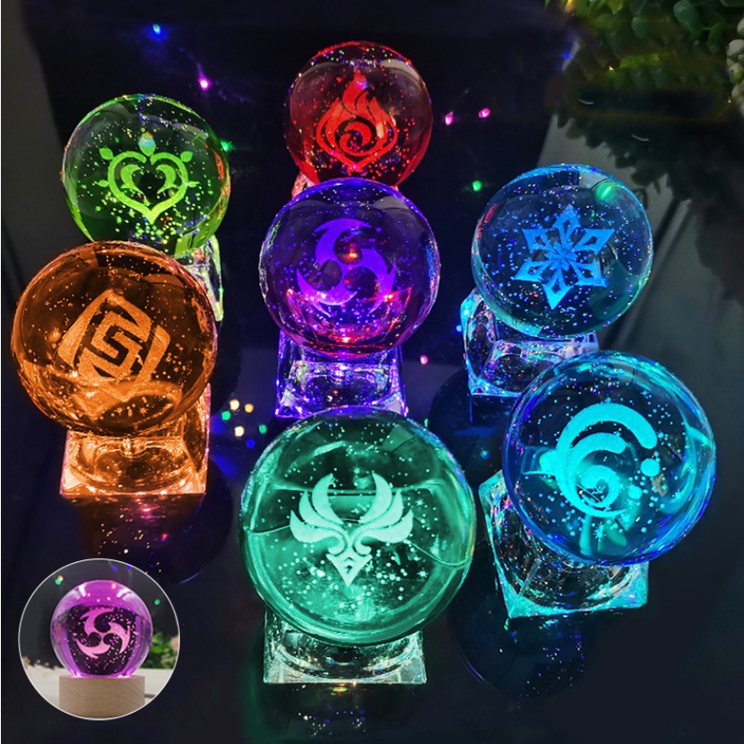 MG Genshin Impact Vision Night Light 3D Crystal Ball Anime Lamp ...