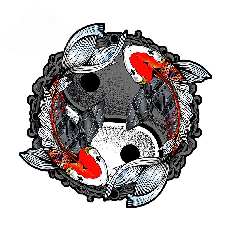 13cm x 12.4cm Koi Fish Car Accessories Stickers Graffiti Campervan ...