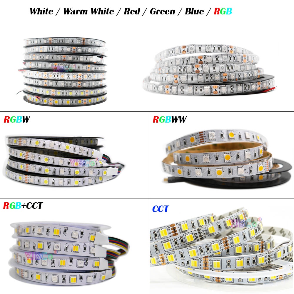 12V 24V 5Meters 5050 CCT/White/Warm White/Red/Green/Blue/RGB/RGBW/RGBWW ...