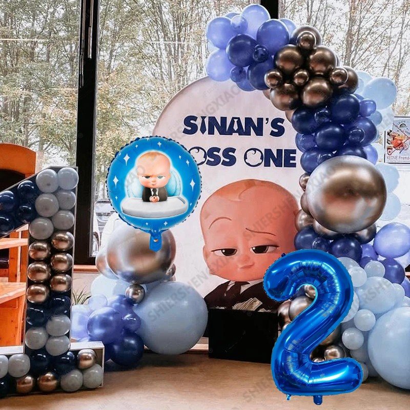 78pcs Boss Baby Balloon Blue 32inch Number Foil Balloons Baby Shower 1 ...