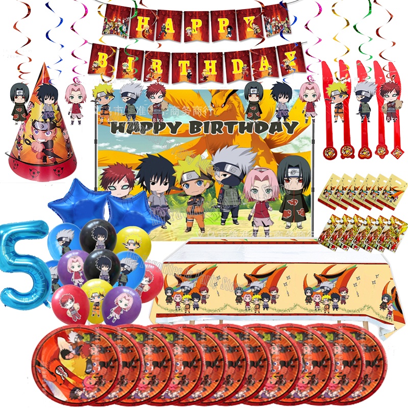 Naruto Birthday Party Supplies Decoration Cake Background Banner Table ...