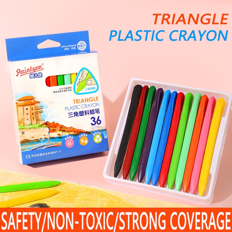 Crayons Not Dirty Hands Washable Color Pens Triangular Plastic Children ...
