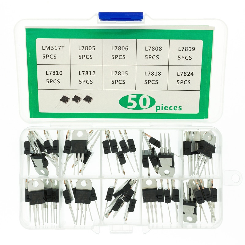 LM317T L7805 L7806 L7808 L7809 L7810 L7812 L7815 L7818 L7824 Transistor Assortment Kit 10 values ...