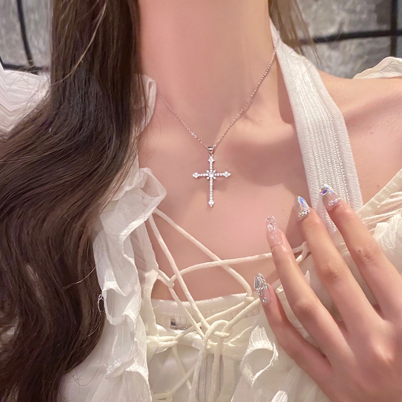 Full Diamond Starlight Cross Necklace for Girls New Cool Style Sweet ...