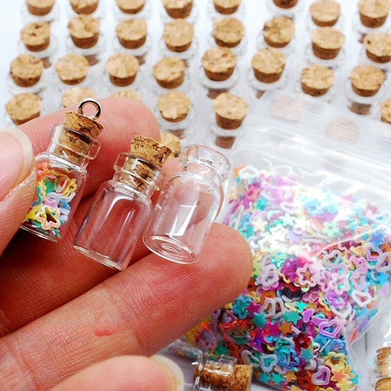 10 Pcs Cute Transparent Cork Glass Bottles/Children Birthday Wishing Bottle DIY Mini Empty Vial ...
