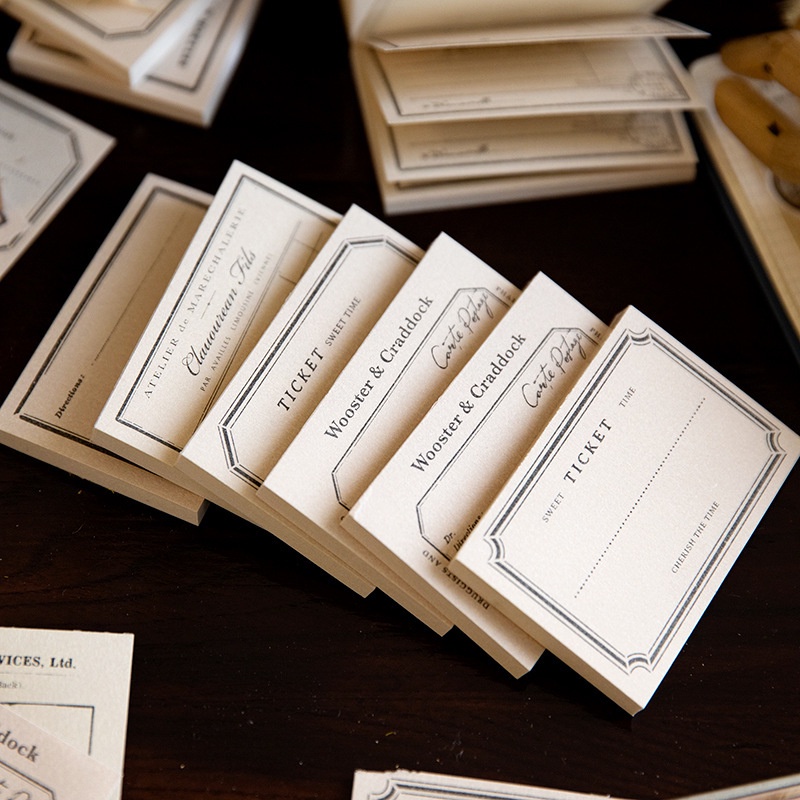 MOHAMM 50 Sheets Minimalist Notes Vintage English Ticket Design Memo ...