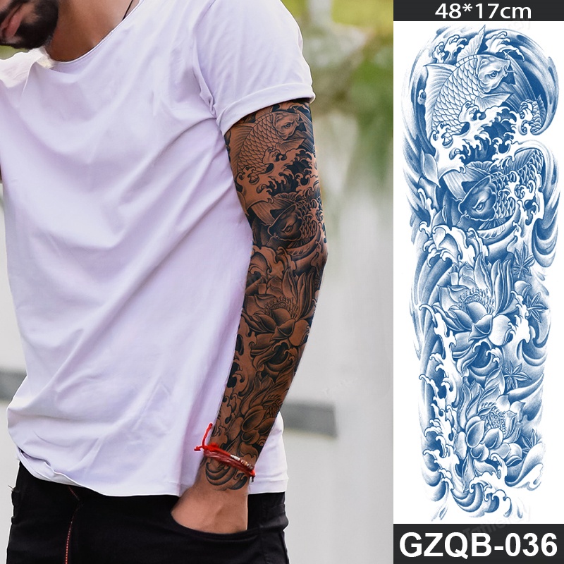 Koi Fish Waterproof Temporary Tattoos Blue Juice Ink Lasting Keep 15 ...