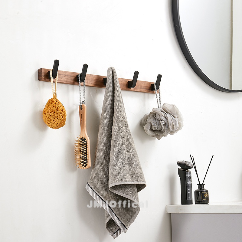Wall Clothes Hook Solid Wood Row Hook Clothes Hook Perforated Fixed ...