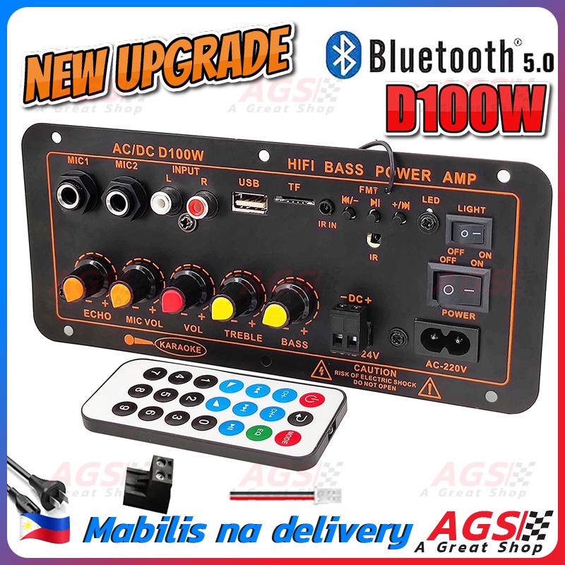 D100K AC 220V 12V 24V Digital Bluetooth 5.0 Amplifier Board Subwoofer ...