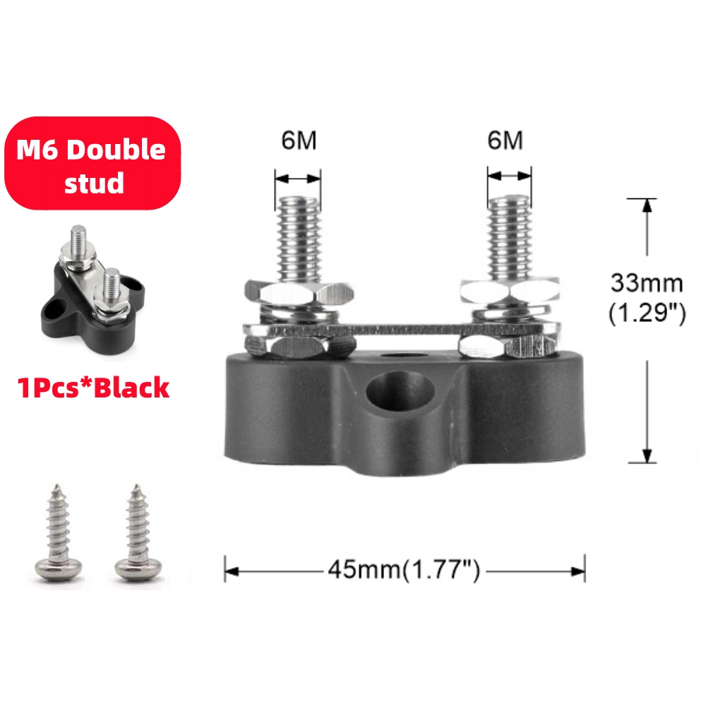 M6 M8 M10 Terminal Block Studs Bus Bar 5/16" 1/4" BusBar Positive Negative Heavy Duty Power ...