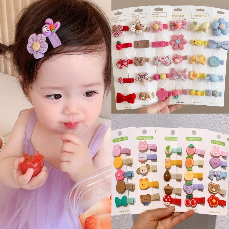 Kids Hair Clip Set Does Not Hurt Hair All-inclusive Cloth Cartoon Cute ...