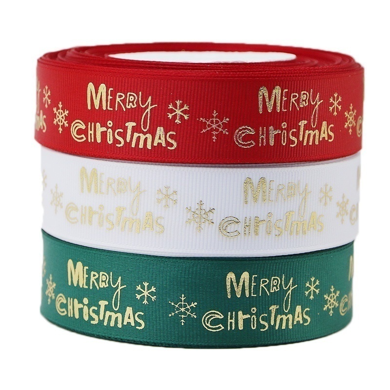 25 Yards/batch 25mm Red Green White Gold Stamping Rib Ribbon Children's ...