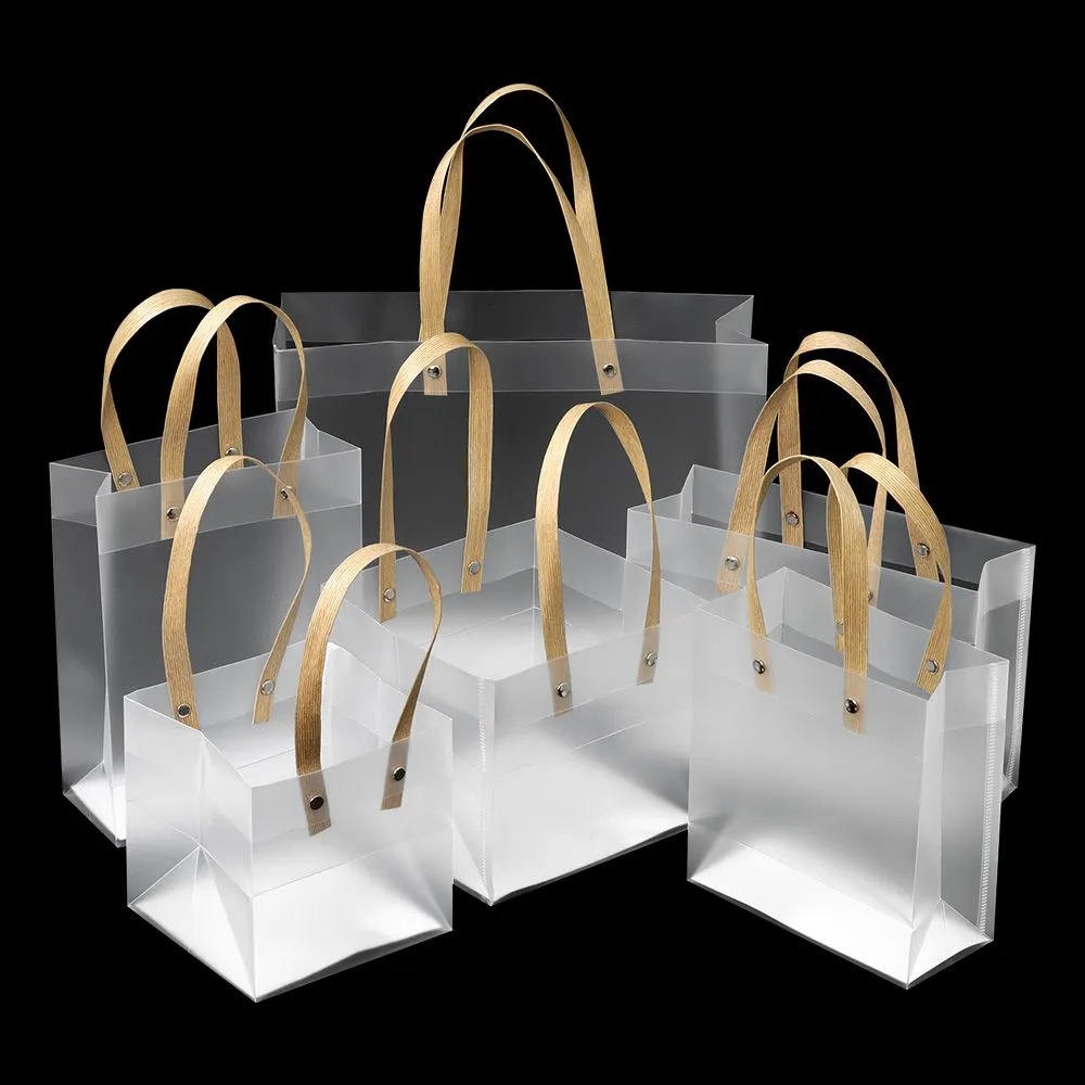 3 Sizes Transparent PVC Tote Bag/Durable Shopping Handbag/Gift Wrapping ...