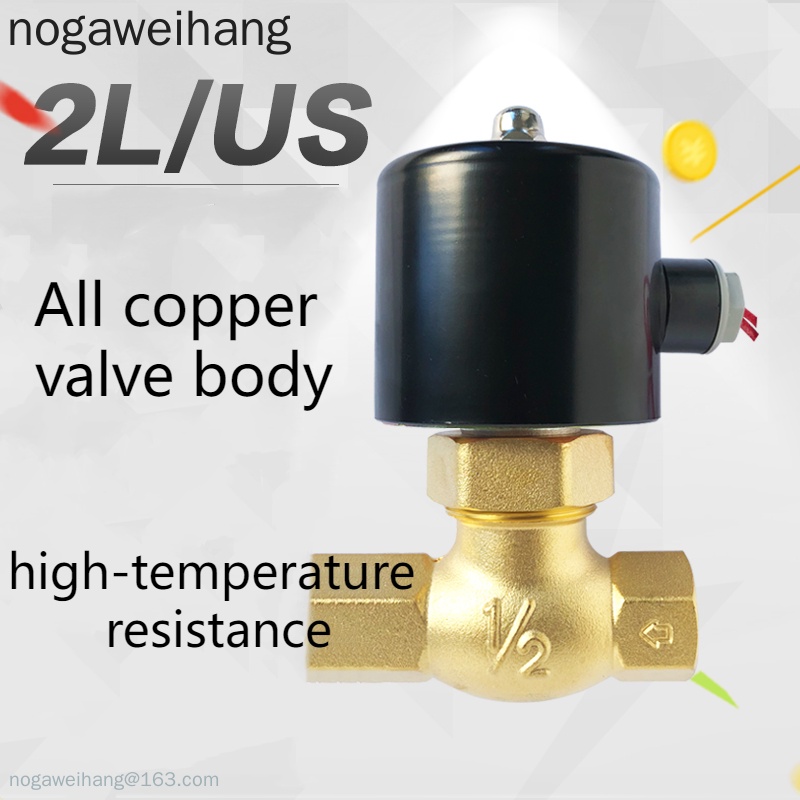 All-copper steam solenoid valve High temperature boiler steam valve 2L/US series high pressure ...