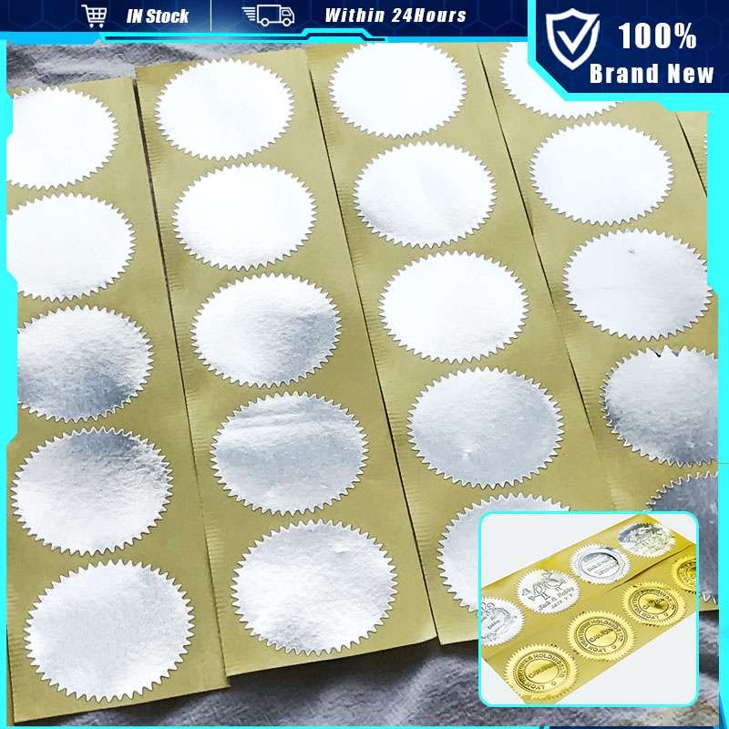 100pcs Foil Seal Sticker Round Gear Adhesive 45mm Labels for Embosser ...