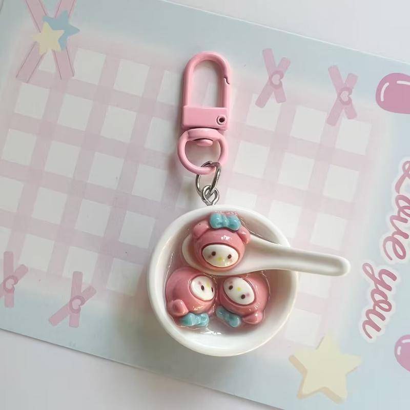 Cute Keychain Sanrio rice dumpling Bowl Key Chain pendant for bag Phone ...