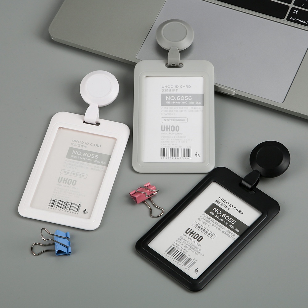 1Pc Pure Color Retractable Pull Key ID Badge Holder Name Tag Strap Clip ...