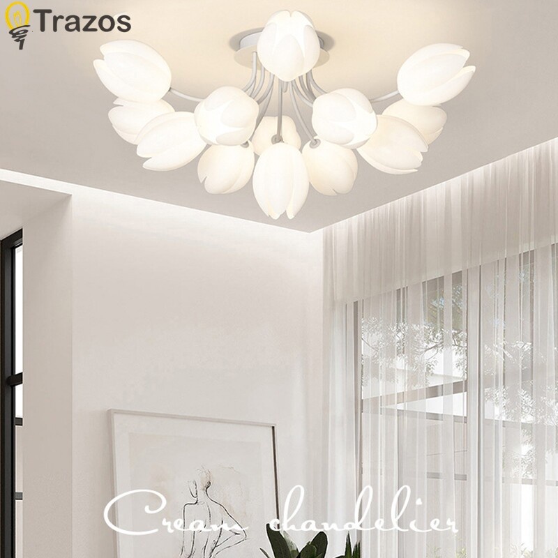 Trazos Modern Living Room Flower Ceiling Lamp Lighting Cream Style ...